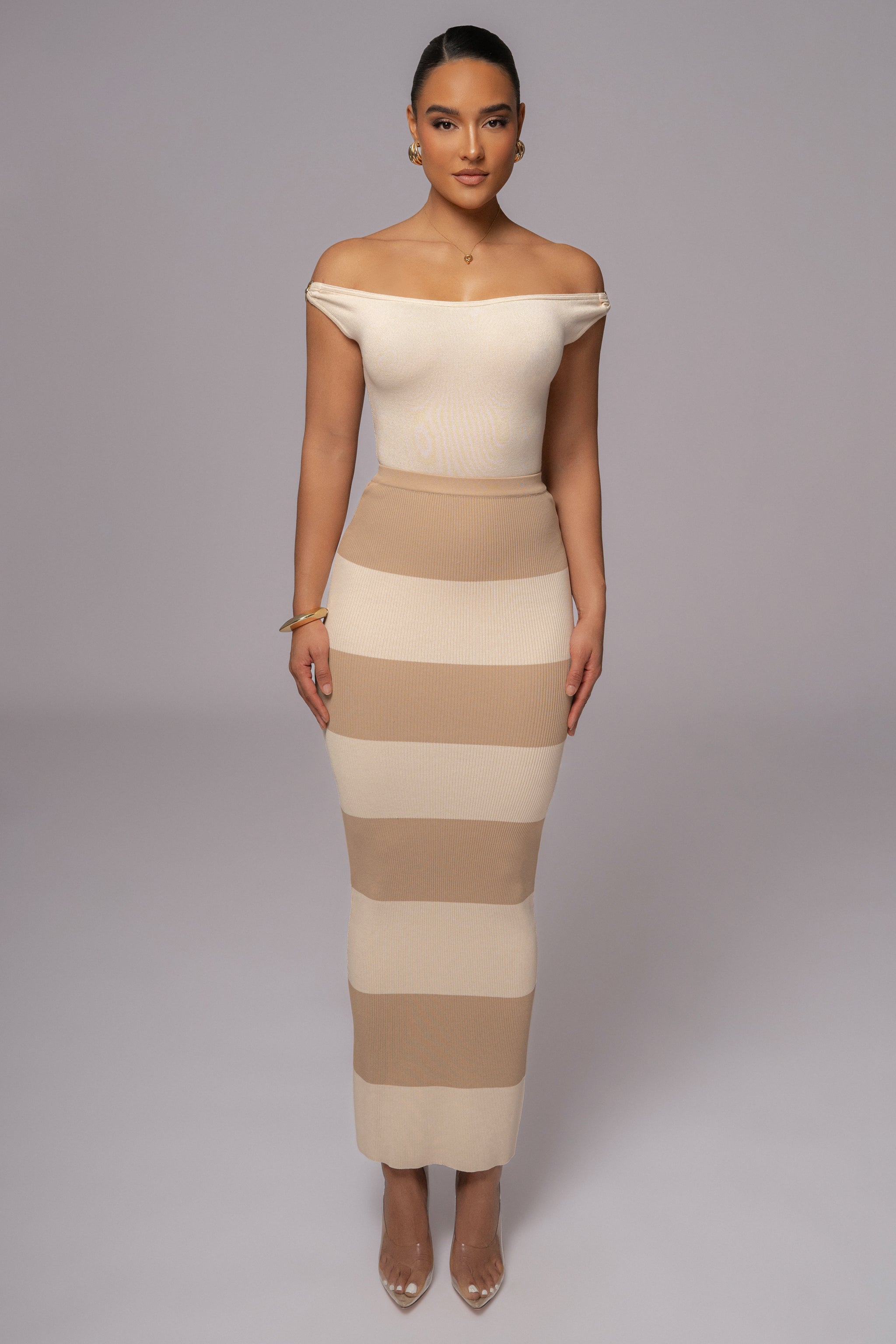 Ivory/Beige Jaide Maxi Knit Skirt