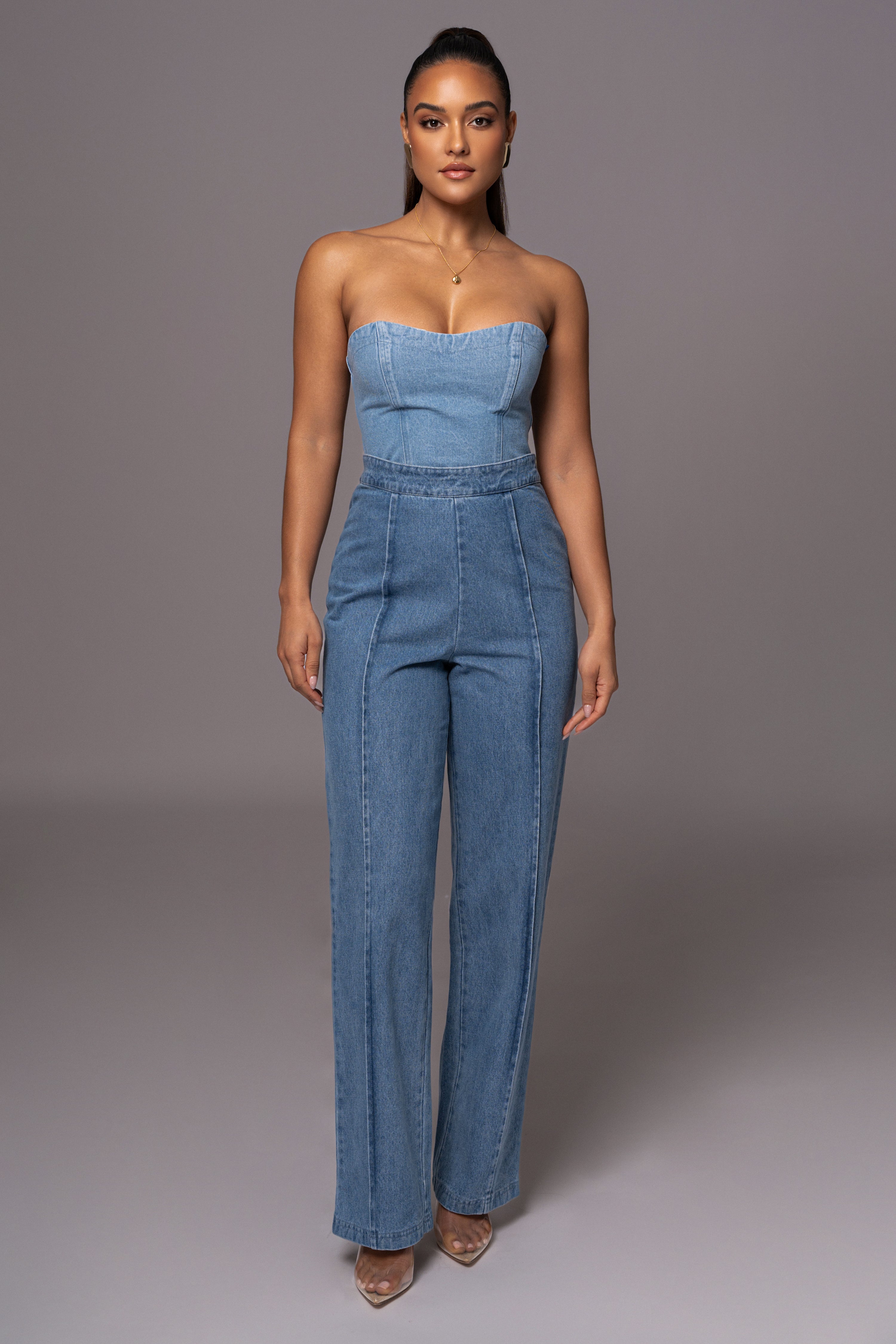 Medium Wash Stay Sharp Denim Trouser | JLUXLABEL