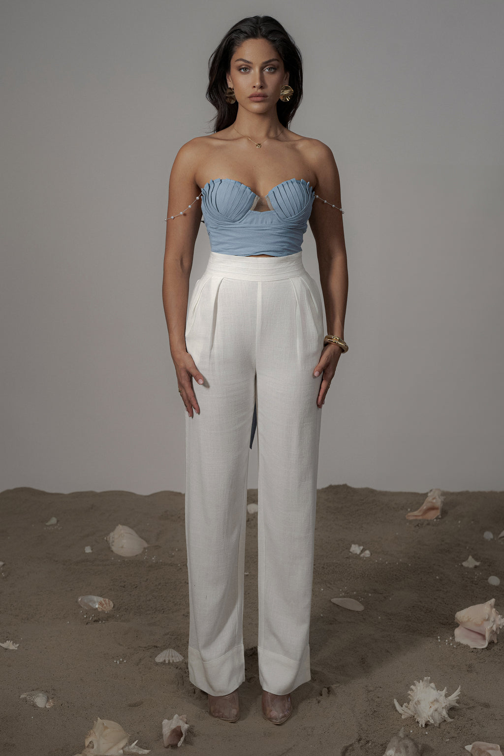 Blue Arielle Bustier Top | JLUXLABEL