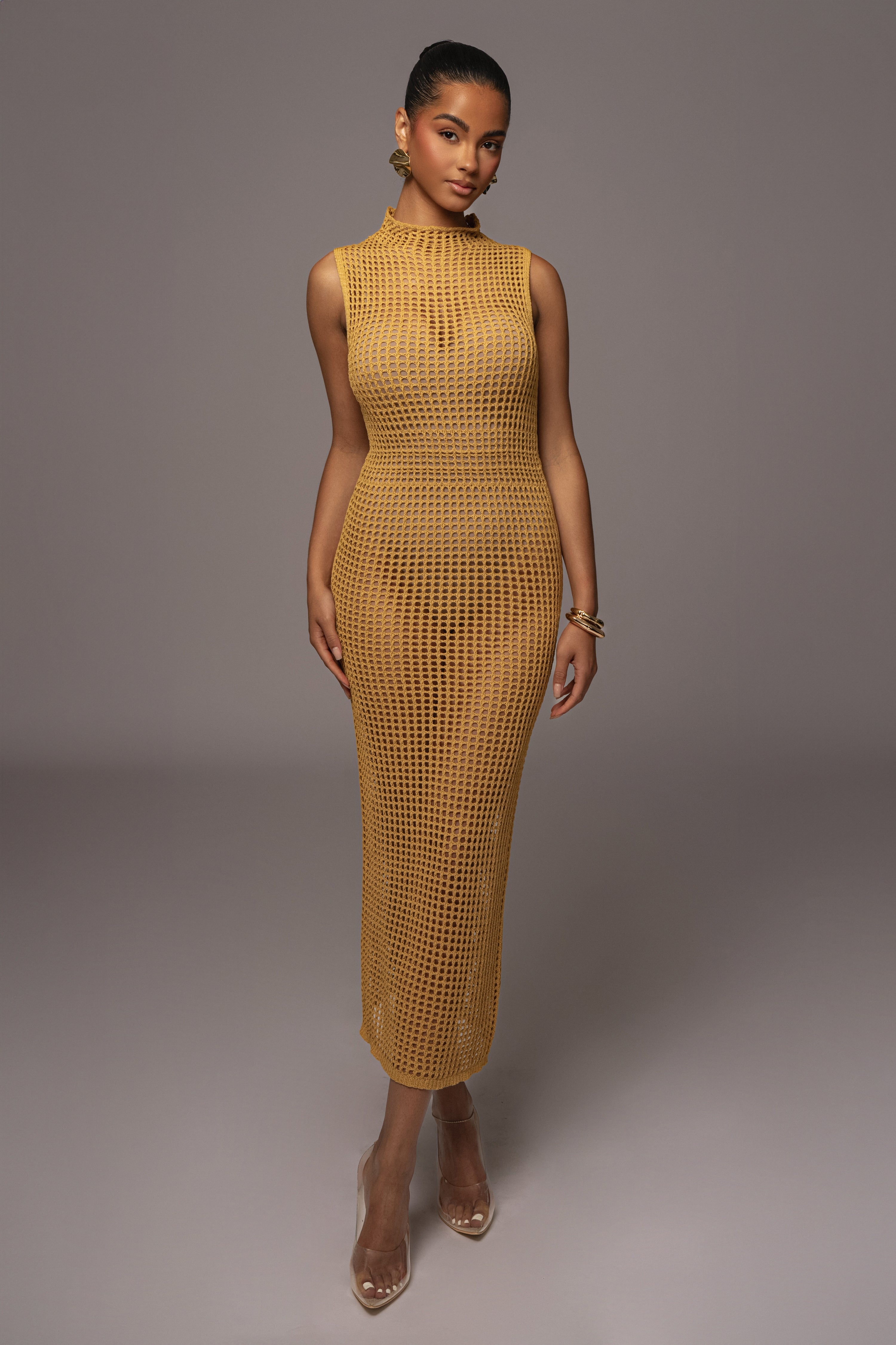 Yellow Pacific Tides Crochet Maxi Dress | JLUXLABEL